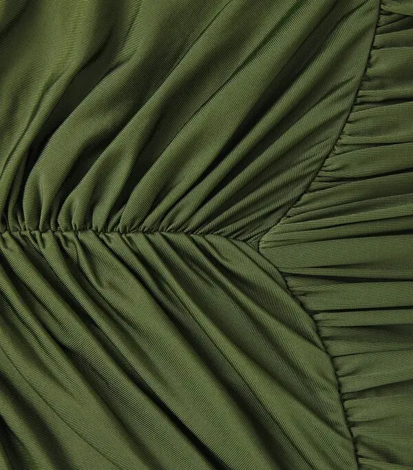 SELF-PORTRAIT Jersey Gathered Maxi Dress - Green
