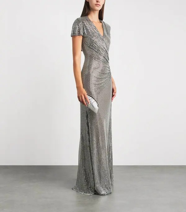 SELF-PORTRAIT Embellished Wrap Maxi Dress