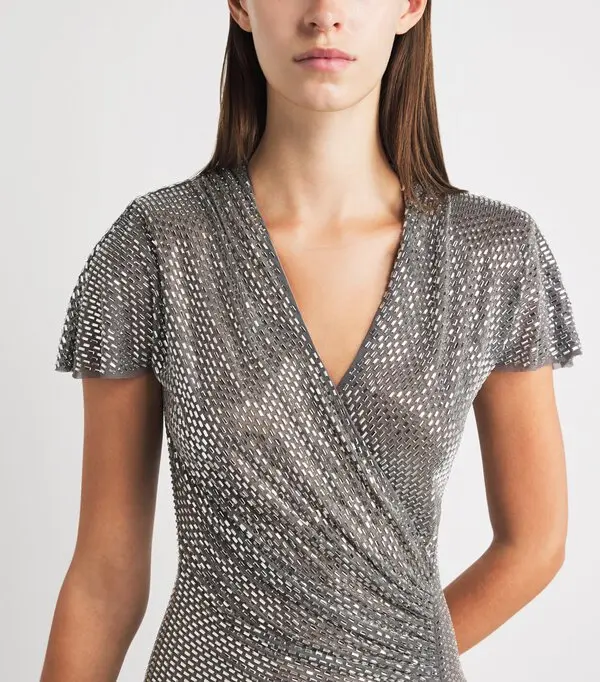 SELF-PORTRAIT Embellished Wrap Maxi Dress