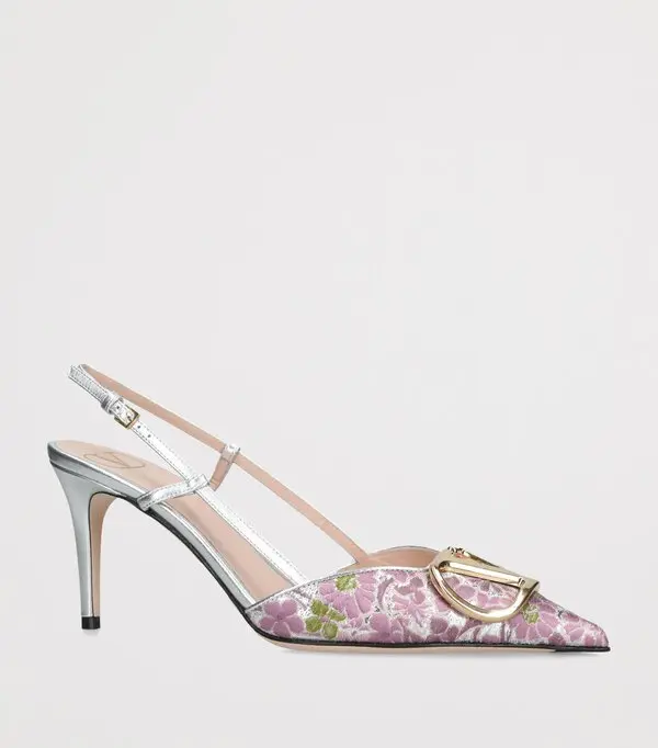 Valentino Garavani Jacquard Vlogo Slingback Heels 80