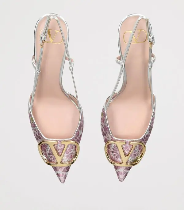 Valentino Garavani Jacquard Vlogo Slingback Heels 80