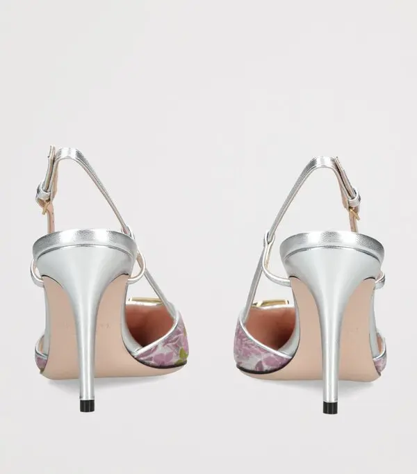 Valentino Garavani Jacquard Vlogo Slingback Heels 80