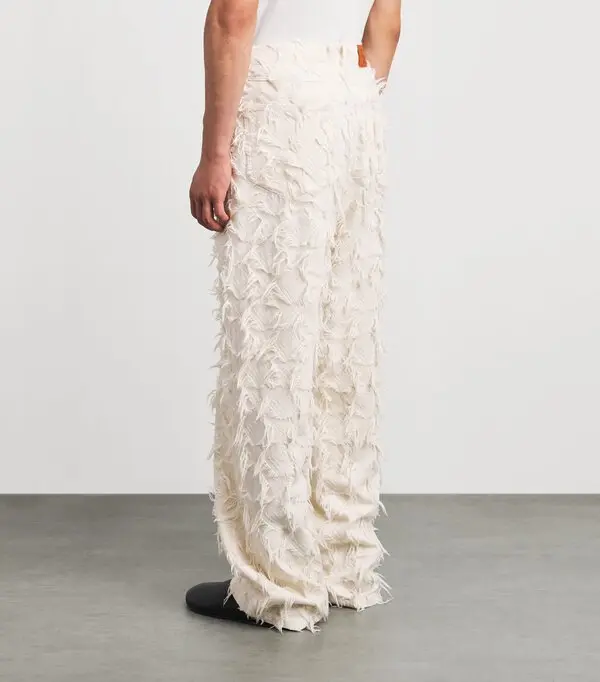 Séfr Nikos Wide-leg Fringed Jeans - White