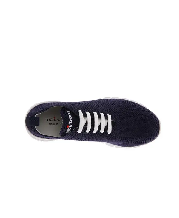 Kiton Dark Blue Lace-up Casual Sneakers - Black