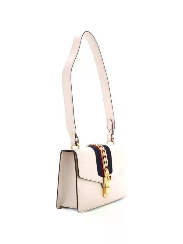 Gucci Sylvie Leather Small Shoulder Bag - White