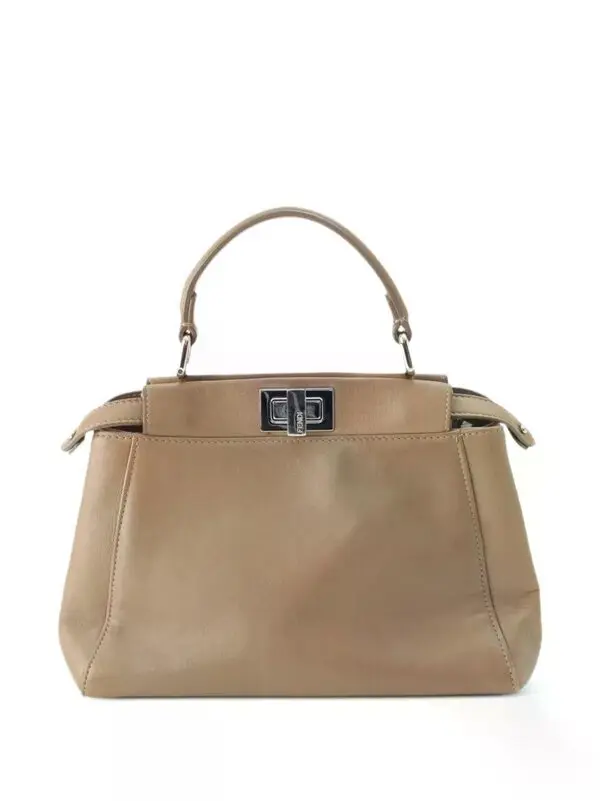 Fendi 2010-2026 Mini Leather Iconic Peekaboo Satchel - Neutrals