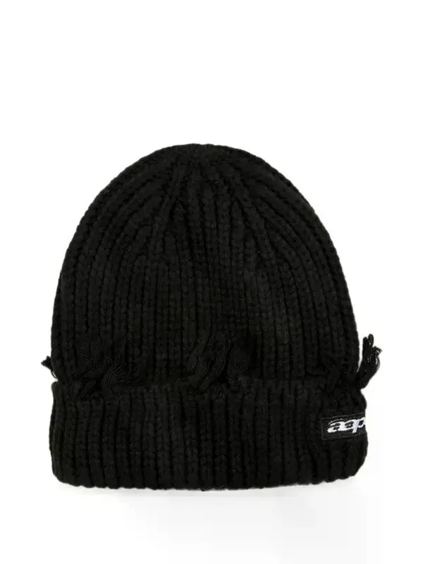 AAPE BY *A BATHING APE Logo-embroidered Distressed Beanie Hat