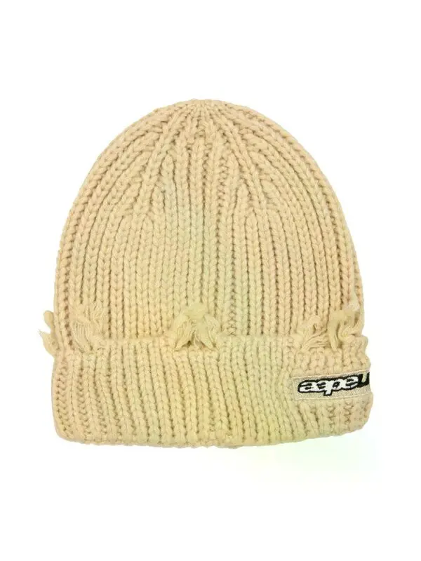 AAPE BY *A BATHING APE Logo-embroidered Distressed Beanie Hat - Neutrals