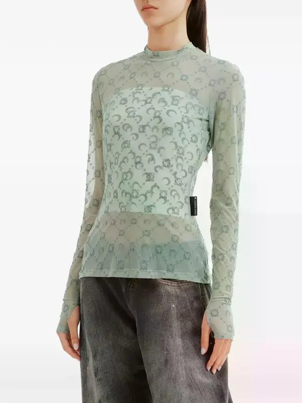 MARINE SERRE Long-sleeve Moon Pattern Top