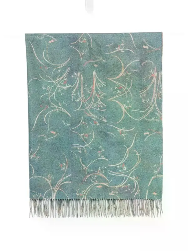 PIERRE-LOUIS MASCIA Floral-print Fringed Scarf - Blue