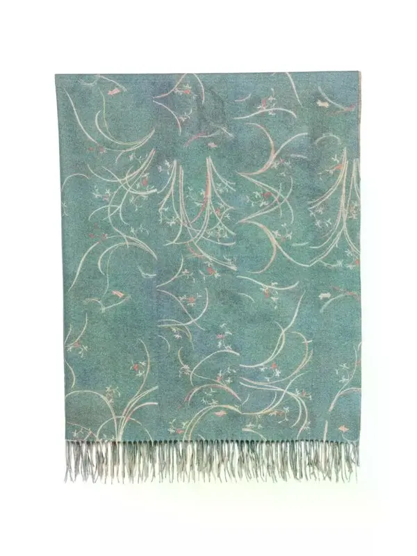 PIERRE-LOUIS MASCIA Floral-print Fringed Scarf - Blue