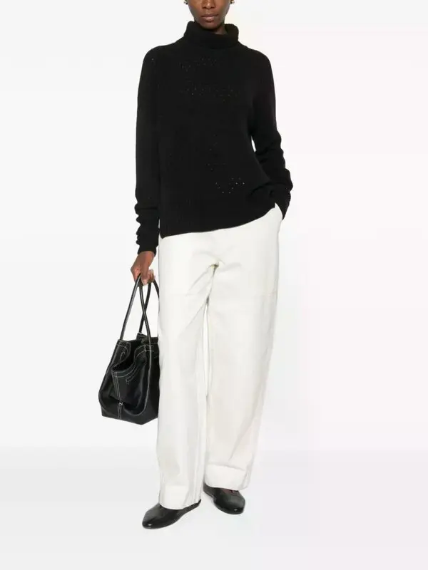 Ermanno Scervino Perforated Knit Roll Neck Sweater