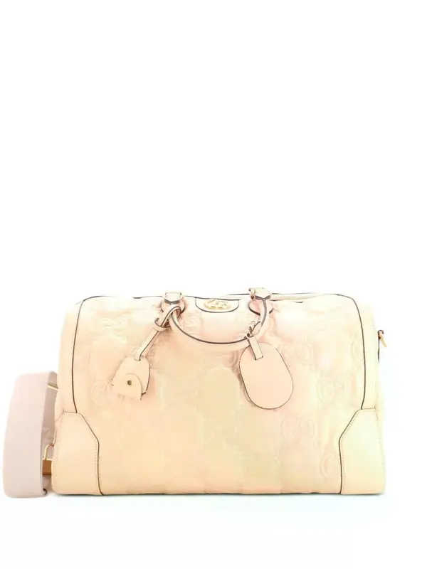 Gucci Convertible Boston Top Handle Bag Gg Matelasse Leather Medium Travel Bag - Neutrals