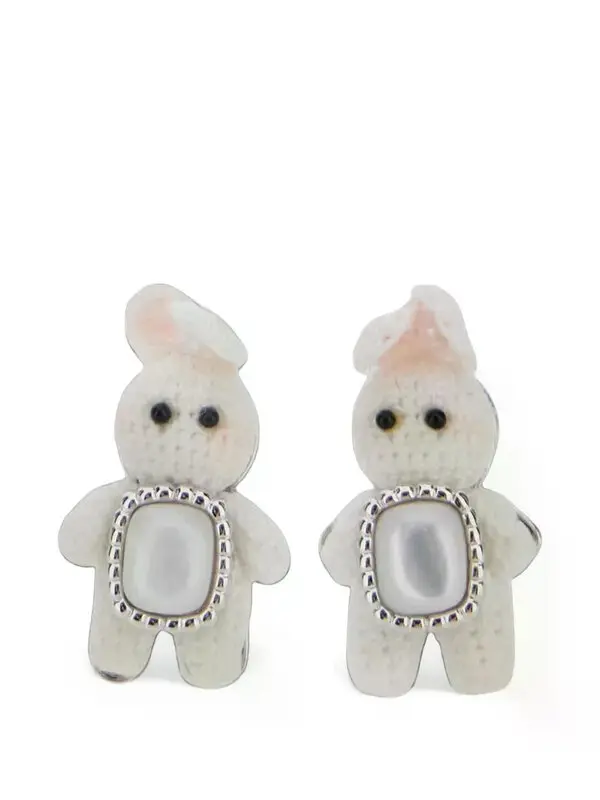 YVMIN Bunny-motif Faux-pearl Earrings - White
