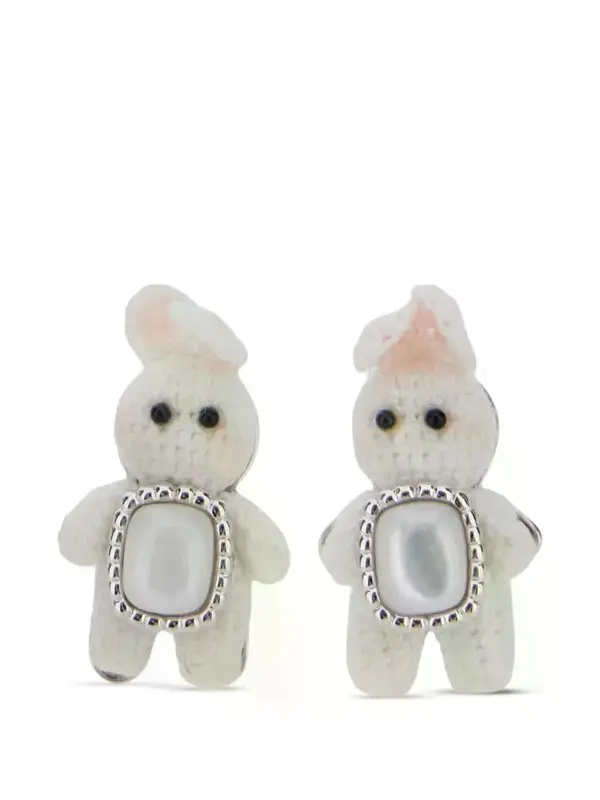 YVMIN Bunny Motif Faux Pearl Earrings - White