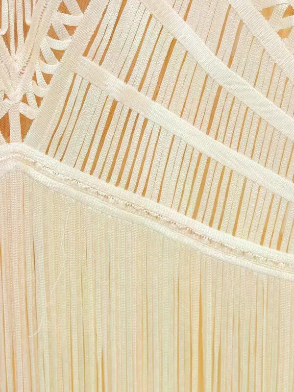 Attico Ivory Tulle Midi Dress With Embroidery
