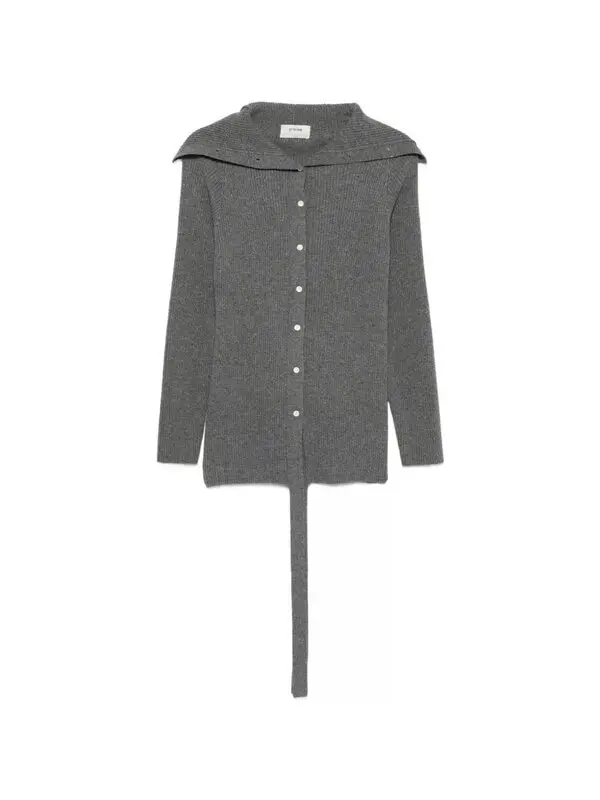 SYSTEM Ribbed-knit Sailor Collar Cardigan