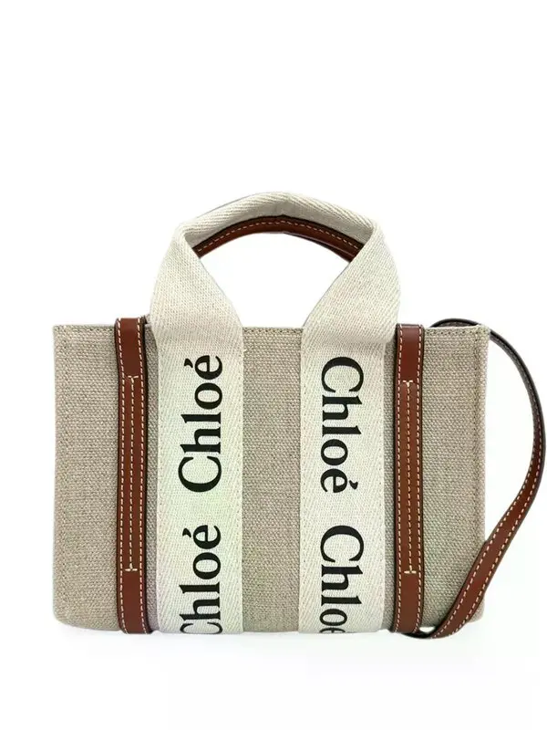 Chloé 2023 Mini Canvas Woody Satchel - Neutrals
