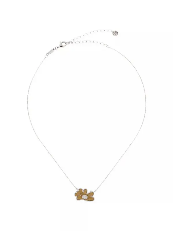 YVMIN Teddy-bear Crystal Pendant Necklace - Silver