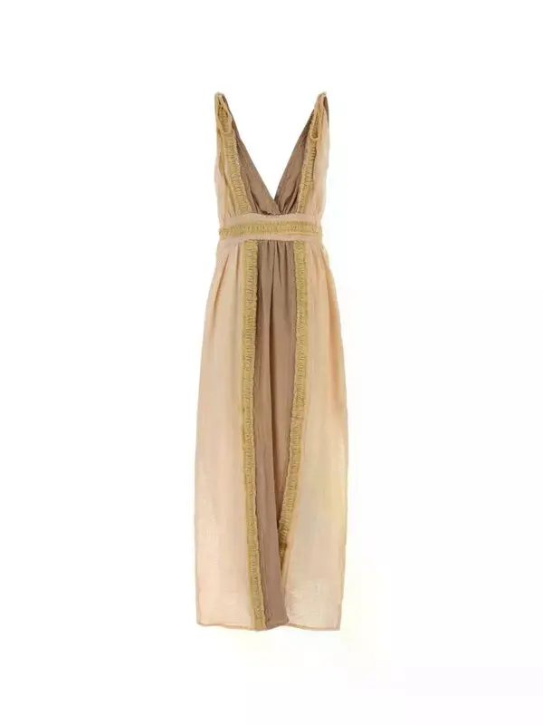 Caravana Ephra Frayed-trim Maxi Dress - Neutrals