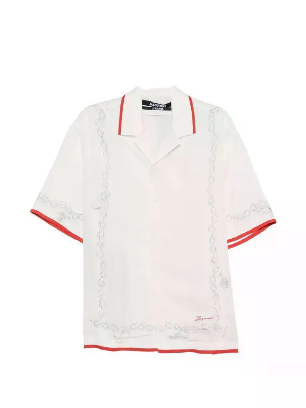 Jacquemus Chain-print Short-sleeve Shirt - White