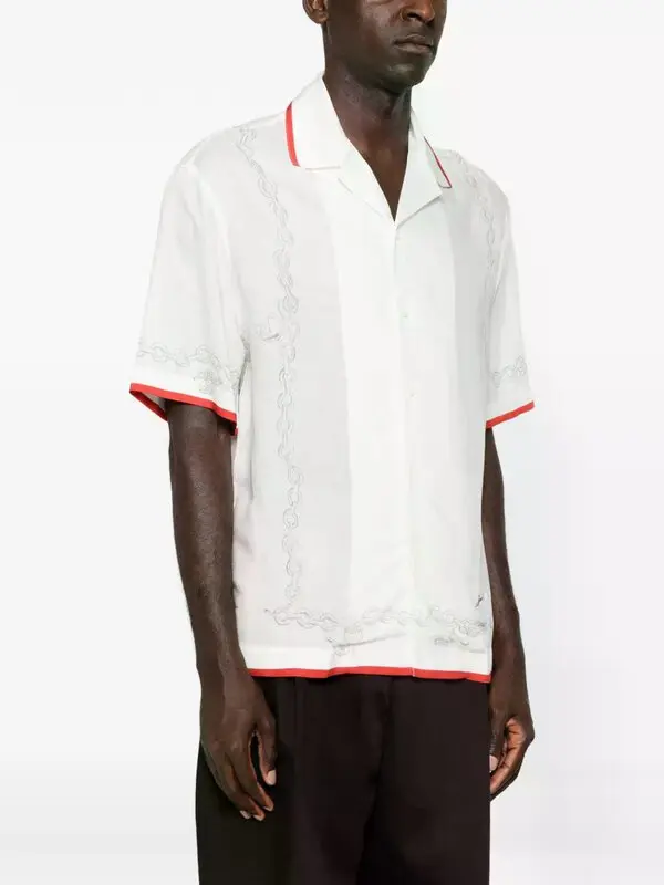 Jacquemus Chain-print Short-sleeve Shirt - White