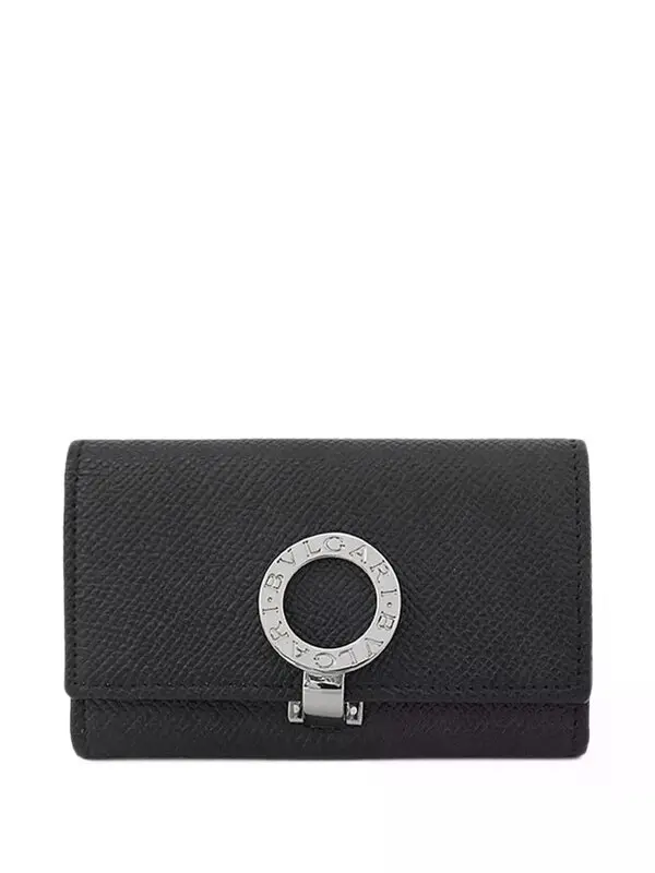 BVLGARI 2000-2026 Grained Calfskin Logo Clip Case Key Holder - Black