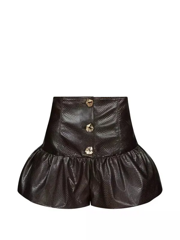 VIOLANTE NESSI Snake-effect Peplum Shorts