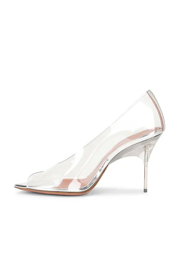 Amina Muaddi Bianca 95 Glass Peep Toe Pump - Transparent