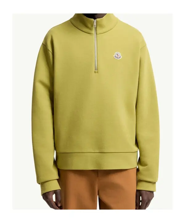 Moncler Half-zip Logo Sweatshirt - Lime Green