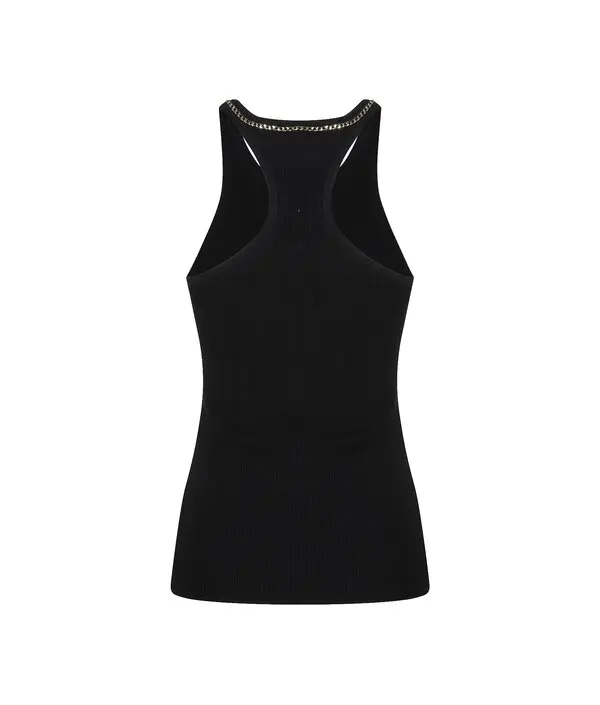 Elisabetta Franchi Ribbed Knit Vest With Chain Embellishment