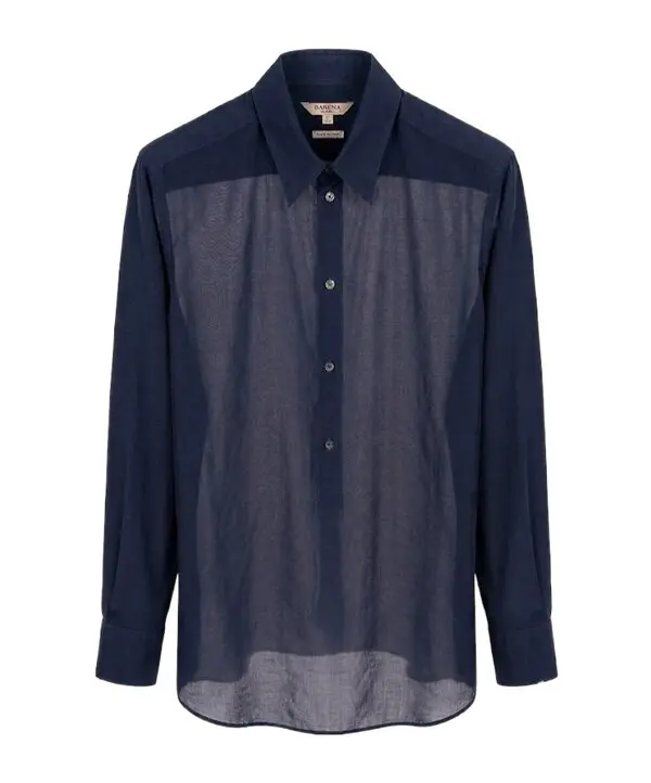 Barena Venezia Sheer Button-front Blouse - Navy Blue