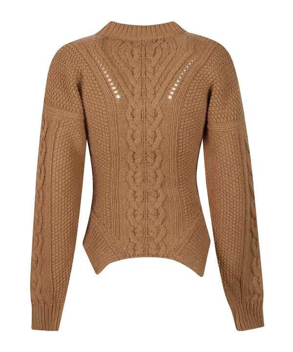 DONDUP Cable-knit Pointelle-trim Sweater