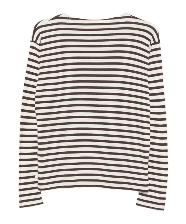 Closed Horizontal-stripe Long-sleeve T-shirt