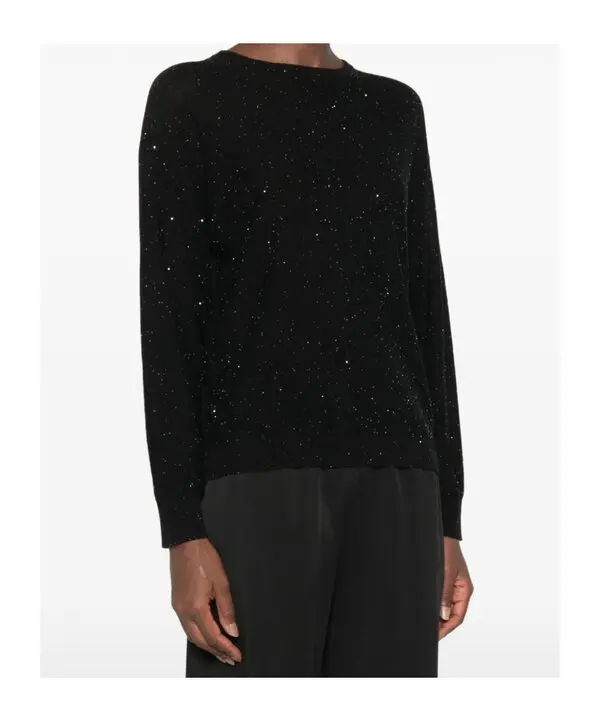 Fabiana Filippi Speckled Crew Neck Knitted Sweater - Black
