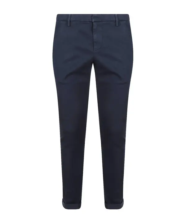 DONDUP Logo Plaque Turn-up Hem Trousers - Navy Blue