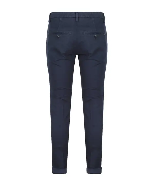 DONDUP Logo Plaque Turn-up Hem Trousers - Navy Blue