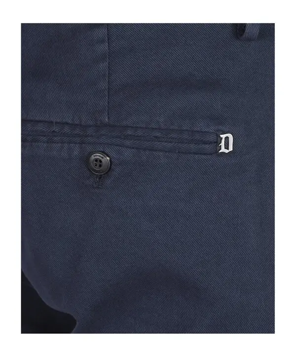 DONDUP Logo Plaque Turn-up Hem Trousers - Navy Blue