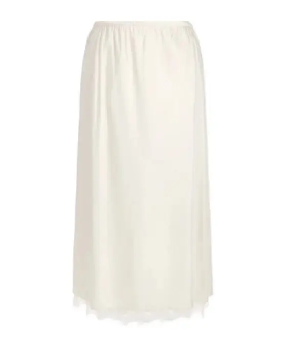 Vince Floral Lace Trim Midi Skirt - Cream