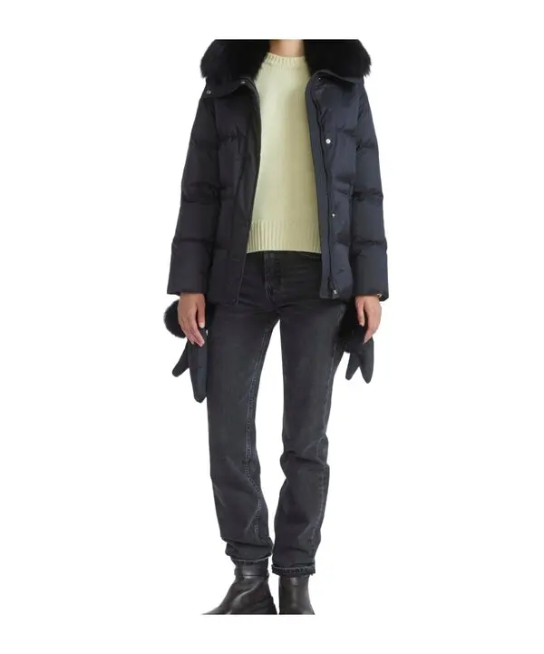 YVES SALOMON Waterproof Down Jacket With Fox Fur Trim