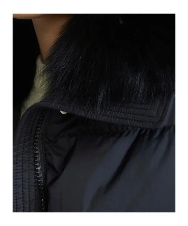 YVES SALOMON Waterproof Down Jacket With Fox Fur Trim