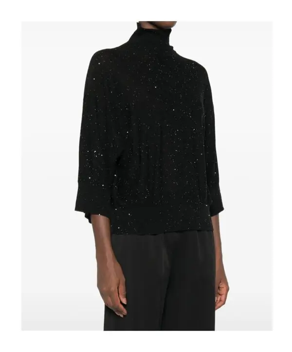Fabiana Filippi Speckled Sequin Embellished Turtleneck Sweater