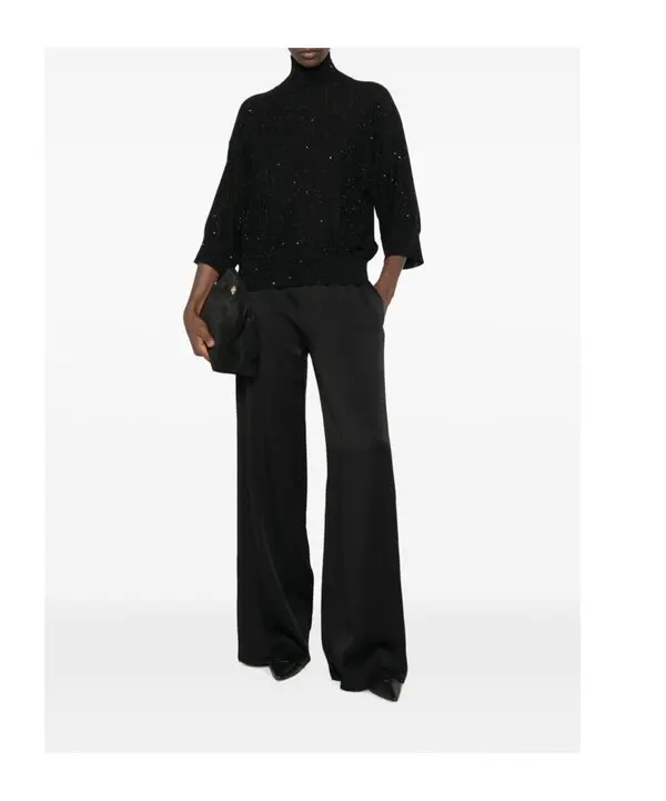 Fabiana Filippi Speckled Sequin Embellished Turtleneck Sweater