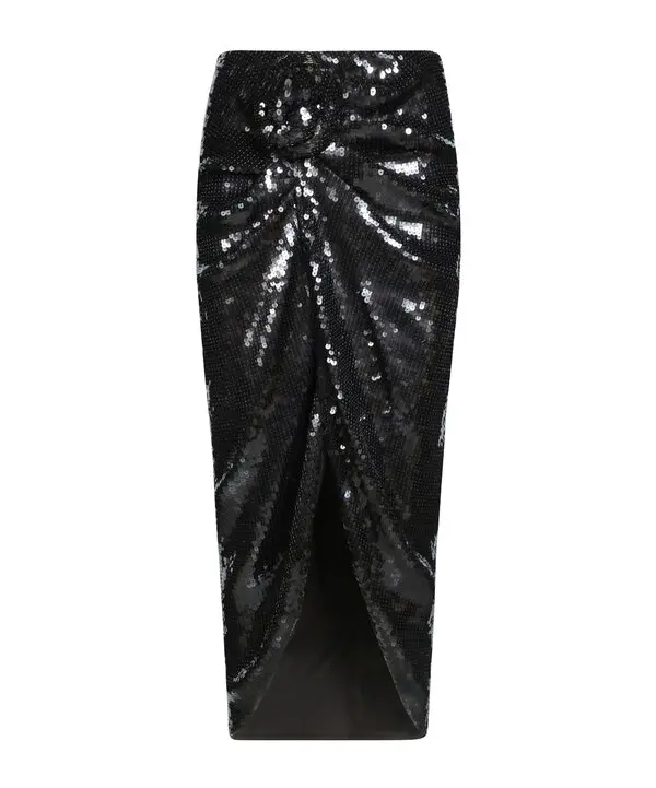 ROTATE BY BIRGER CHRISTENSEN Pleated Sequin Skirt - Black