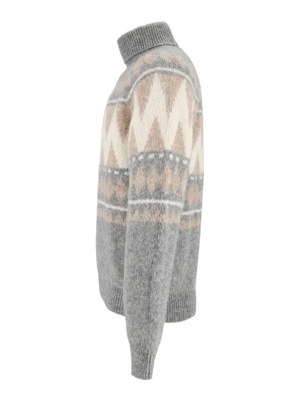Peserico Fair Isle Knit Turtleneck Sweater