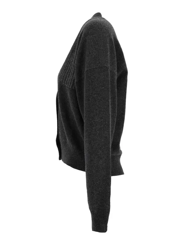 Peserico V-neck Button-front Long-sleeve Knit Top
