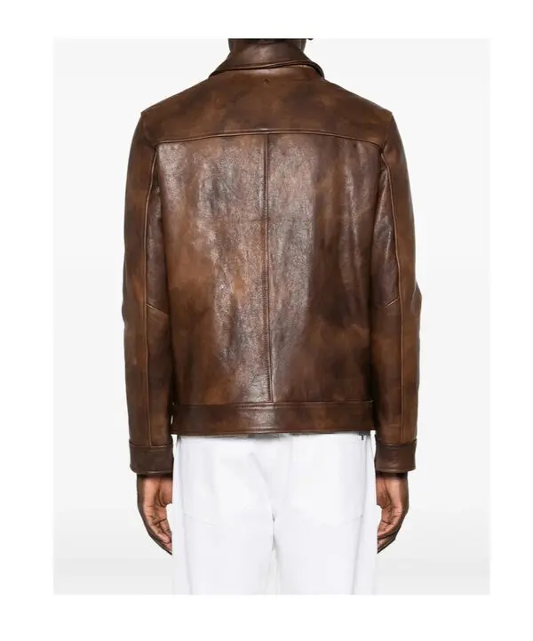 DONDUP Lapel-collar Zip-up Leather Jacket