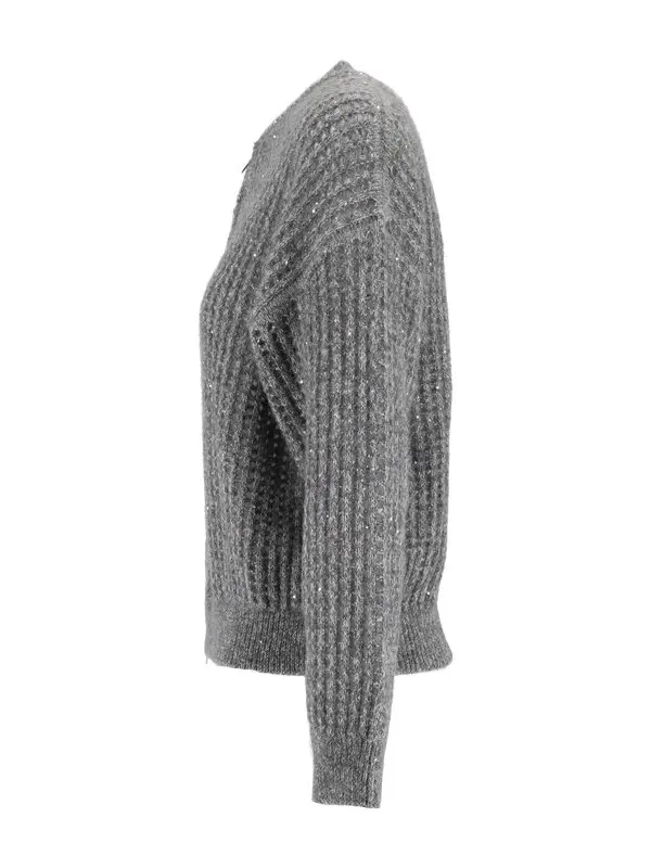 Peserico Crewneck Zipped Cardigan With Sequin Embellishment