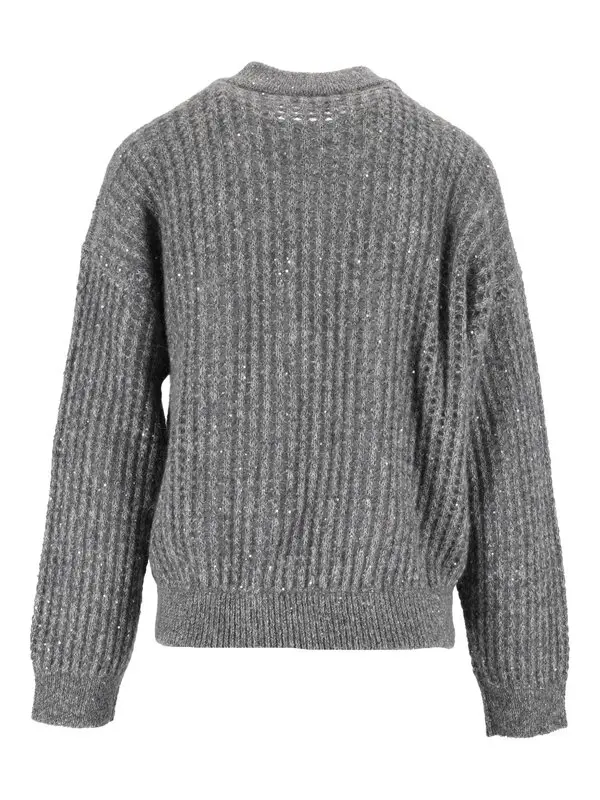 Peserico Crewneck Zipped Cardigan With Sequin Embellishment