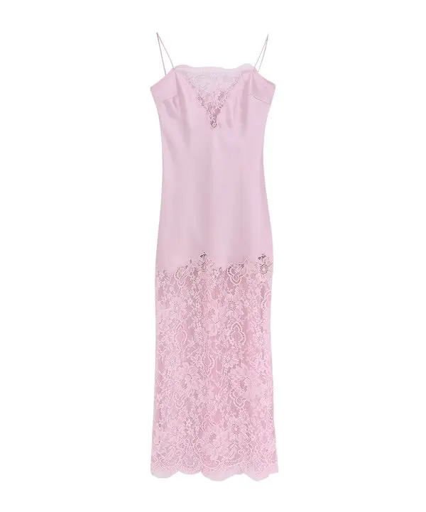LoveShackFancy Lace Trim Slip Dress